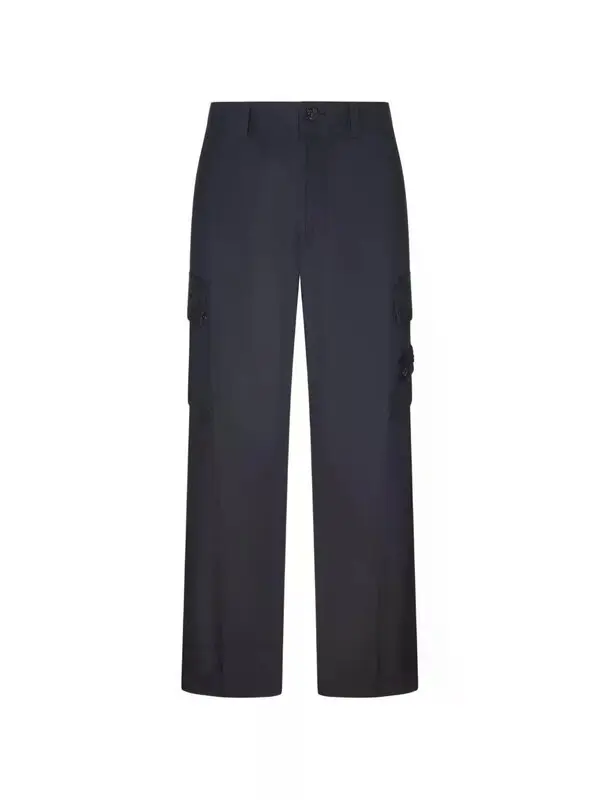 Stone Island Wide-leg Cargo Trousers With Logo Patch