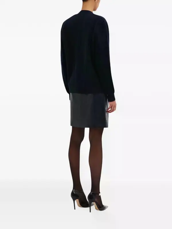 BLAZÉ MILANO Navy Ribbed Knit Smiley Pocket Cardigan - Blue
