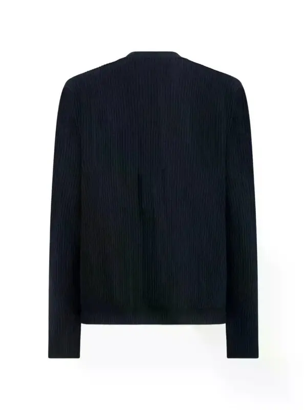 BLAZÉ MILANO Navy Ribbed Knit Smiley Pocket Cardigan