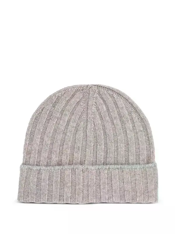Brunello Cucinelli Ribbed Cashmere Beanie Hat - Grey