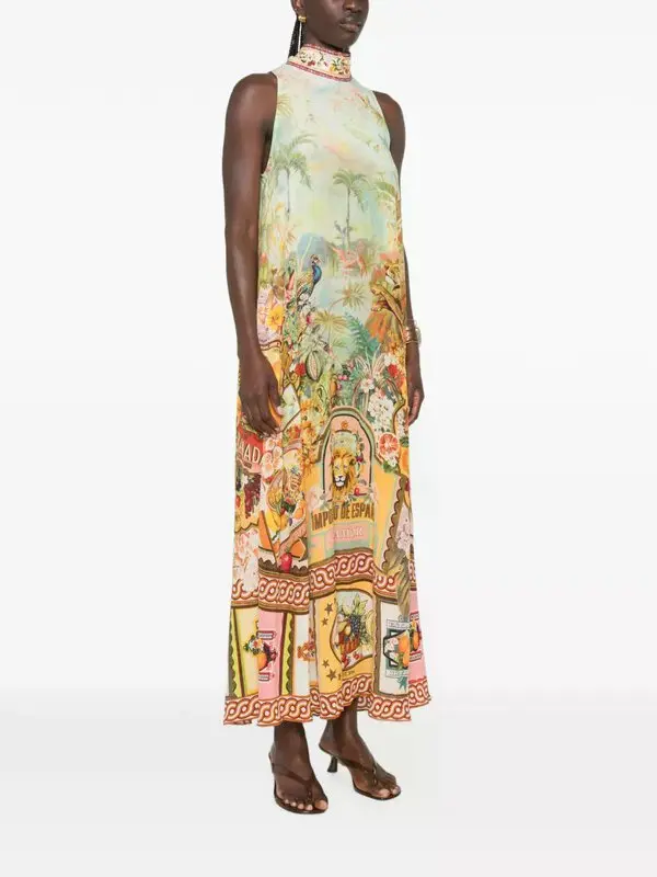 Camilla Graphic-print Tie-back Midi Dress