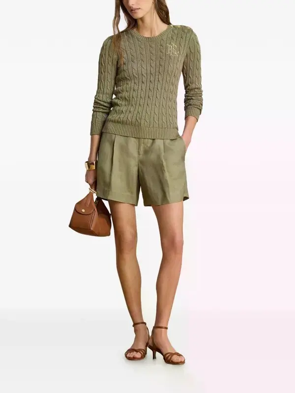 Ralph Lauren Button-trim Cable-knit Sweater - Green
