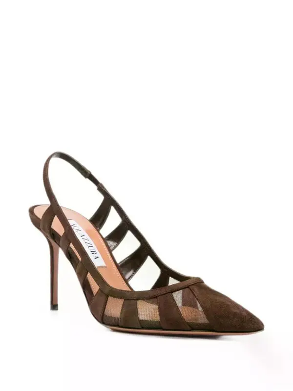 AQUAZZURA Suede Mesh Panelled Slingback Pumps