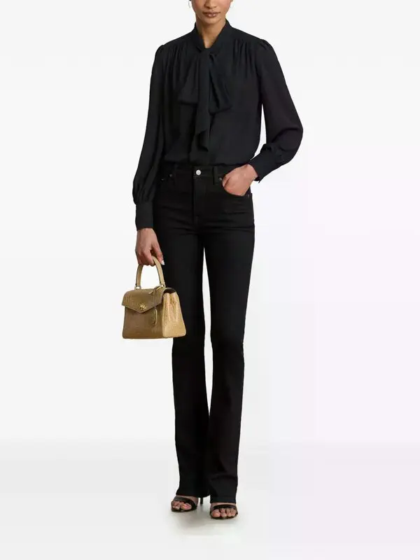Ralph Lauren Tie-neck Blouson-sleeve Blouse - Black