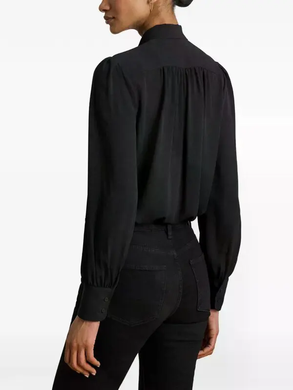Ralph Lauren Tie-neck Blouson-sleeve Blouse