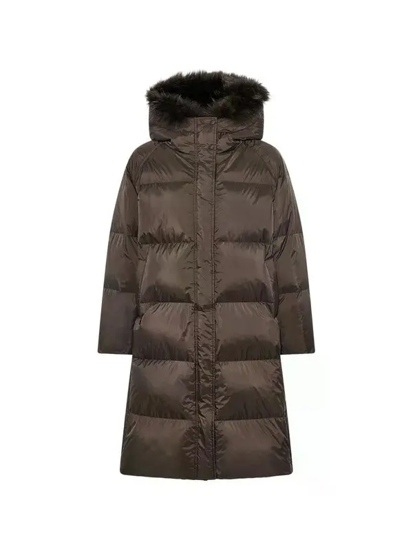 YVES SALOMON Shearling-trim Quilted Coat - Brown