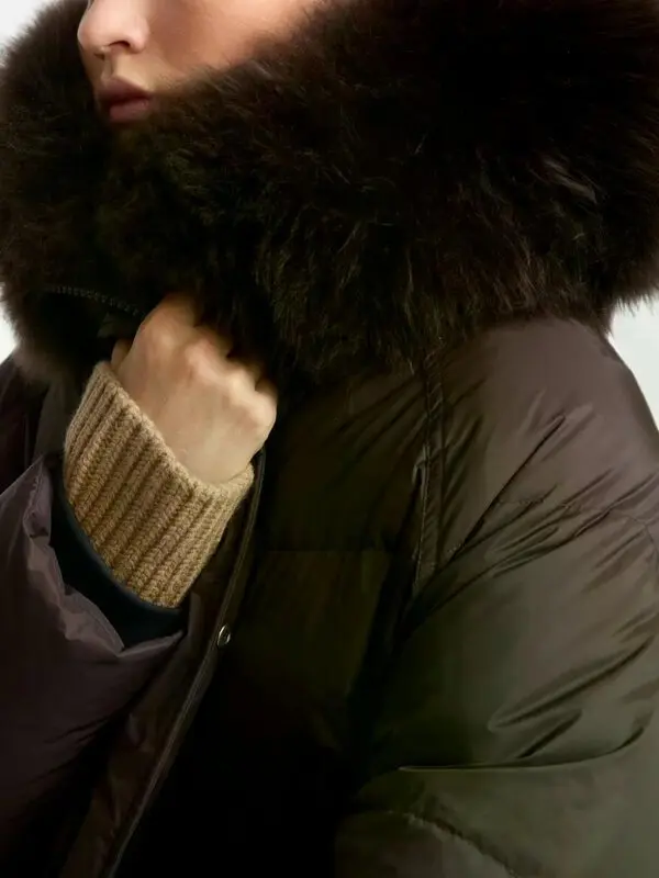 YVES SALOMON Shearling-trim Quilted Coat