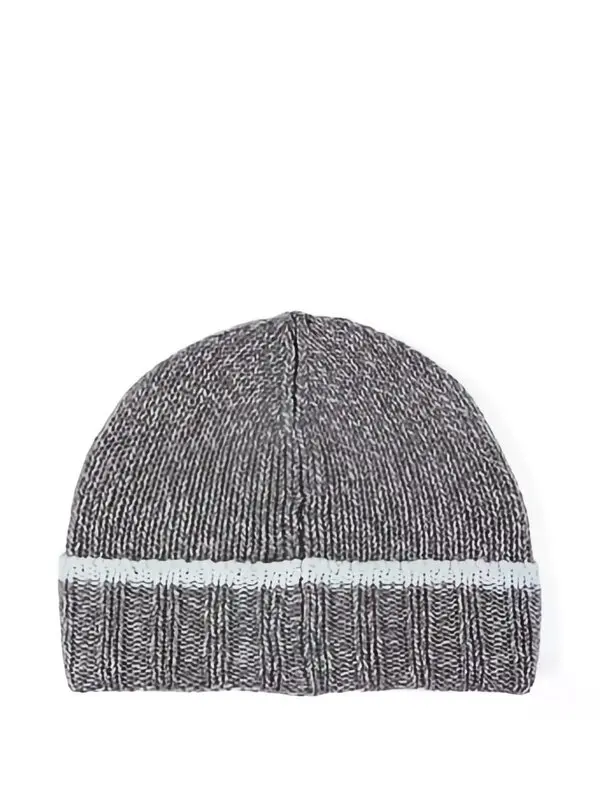 Paul & Shark Beanie Hat With Stripe Detail - Grey