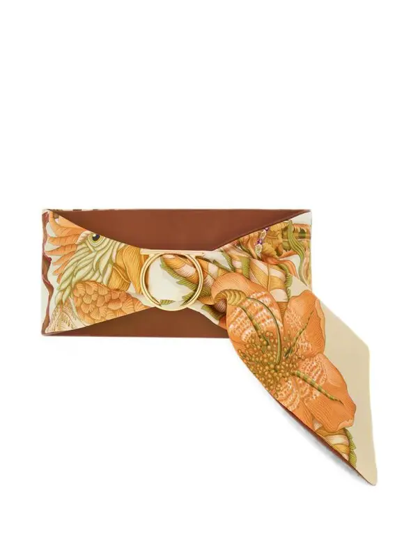 FERRAGAMO Adjustable Silk Twill Waist Belt With Gancini Buckle