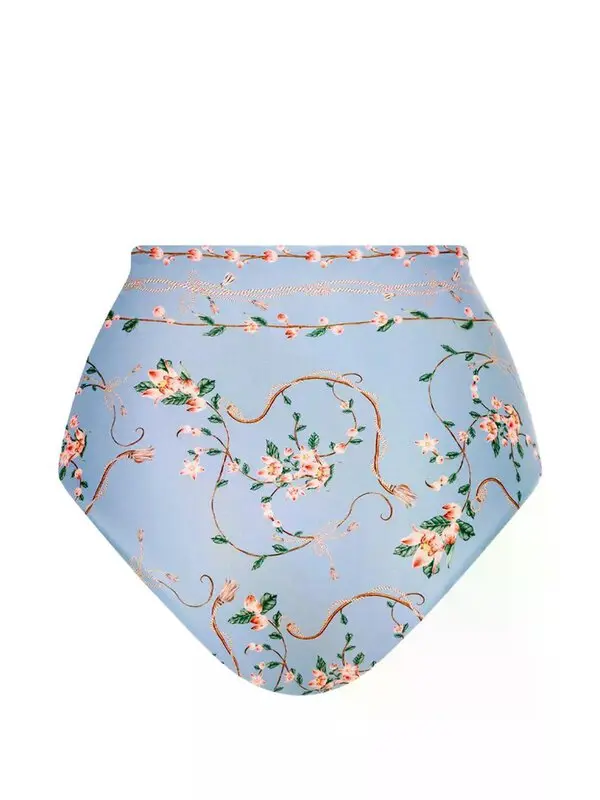 Agua Bendita Floral Print High-waisted Bikini Bottoms - Blue