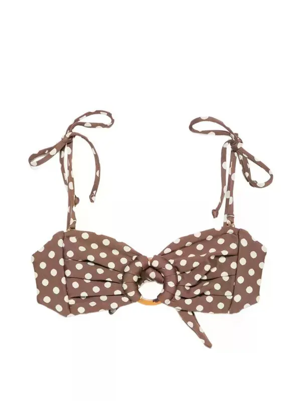 MONTCE Polka-dot Bandeau Bikini Top - Brown