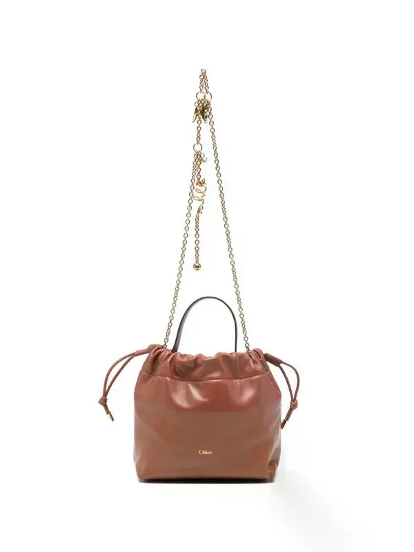 Chloé Small Icons Drawstring Leather Tote Bag - Brown