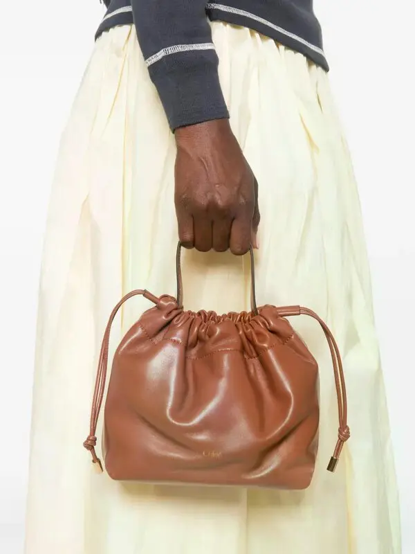 Chloé Small Icons Drawstring Leather Tote Bag