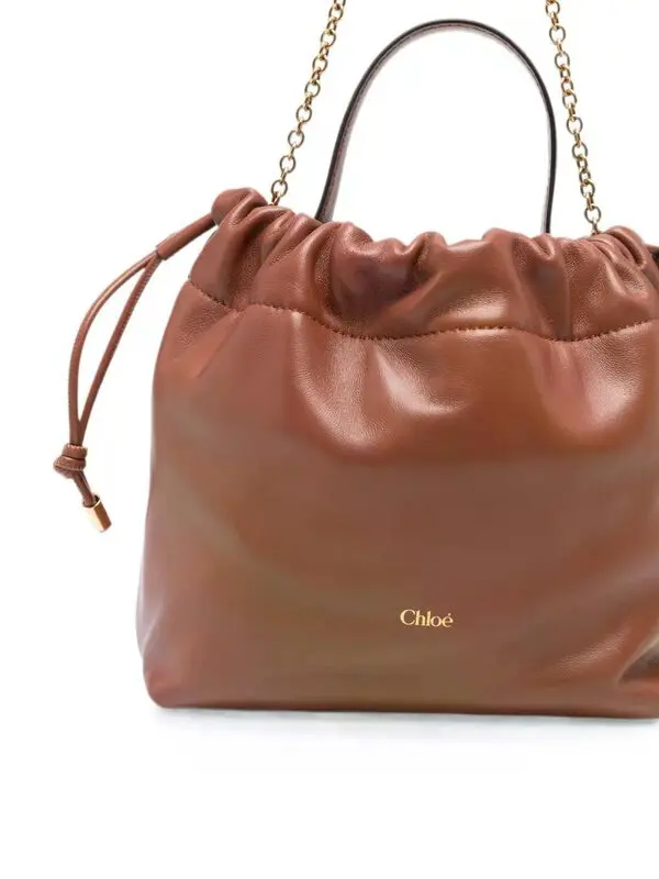 Chloé Small Icons Drawstring Leather Tote Bag