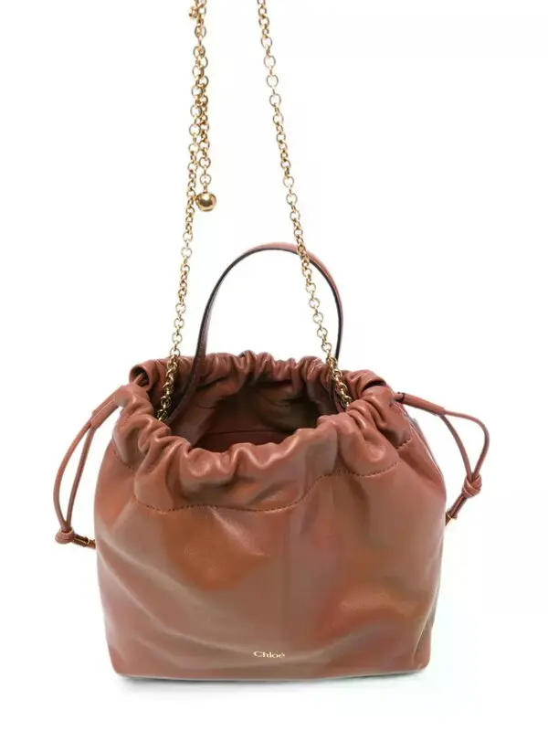 Chloé Small Icons Drawstring Leather Tote Bag