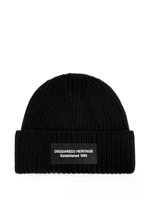 Dsquared2 Heritage Logo-patch Beanie Hat - Black