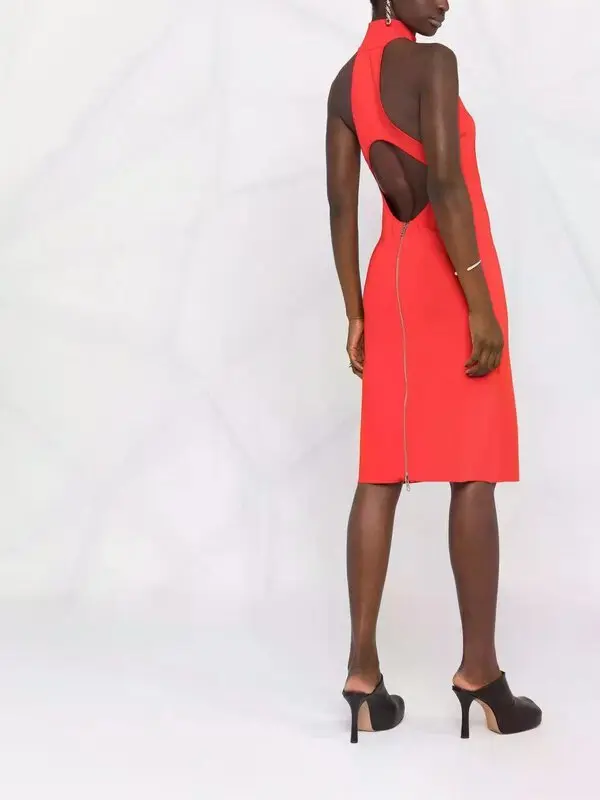 Givenchy Knitted Sleeveless High Neck Dress - Red
