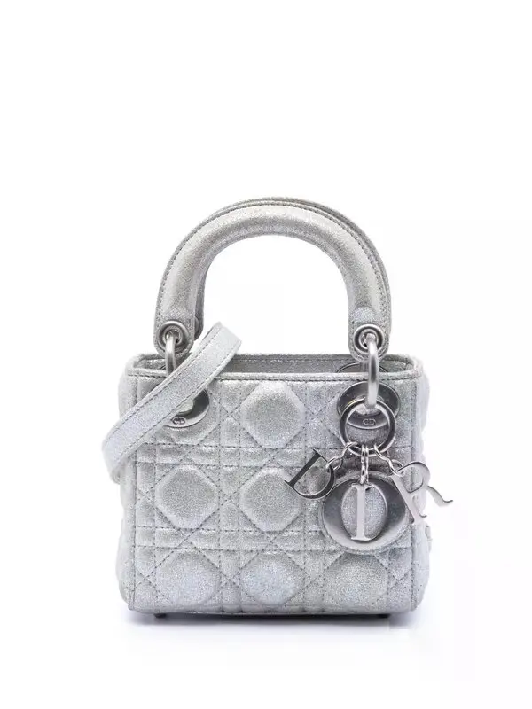 Dior Micro Metallic Calfskin Cannage Lady Satchel