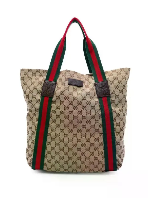 Gucci Gg Canvas Web Tote Bag