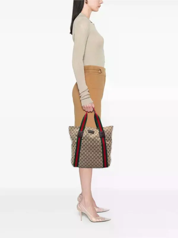 Gucci Gg Canvas Web Tote Bag