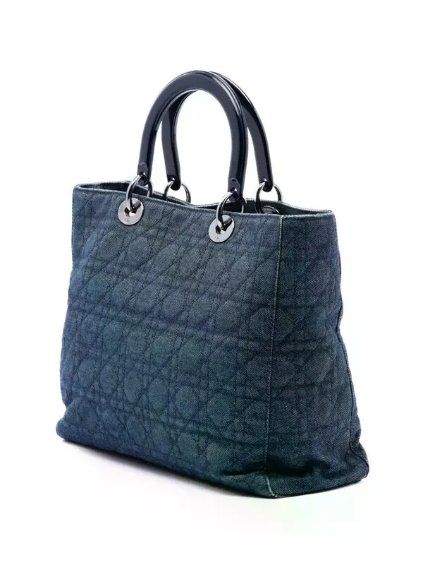 Dior Large Denim Cannage Lady Satchel