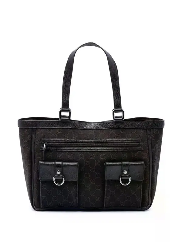 Gucci Gg Denim Abbey D-ring Pocket Tote Bag - Brown