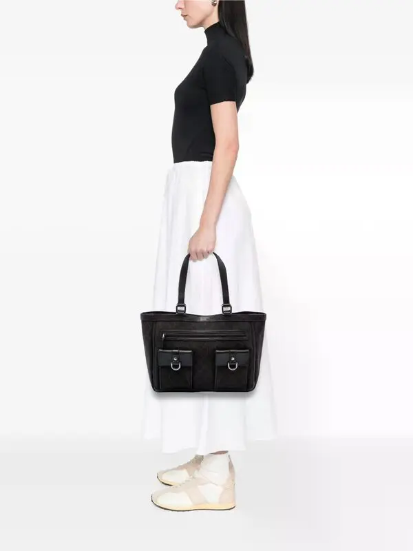 Gucci Gg Denim Abbey D-ring Pocket Tote Bag - Brown