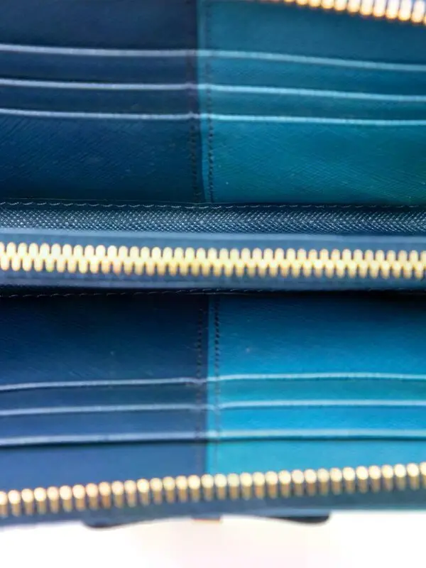 Prada 2010-2026 Bicolor Saffiano Bow Zip Wallet Long Wallets
