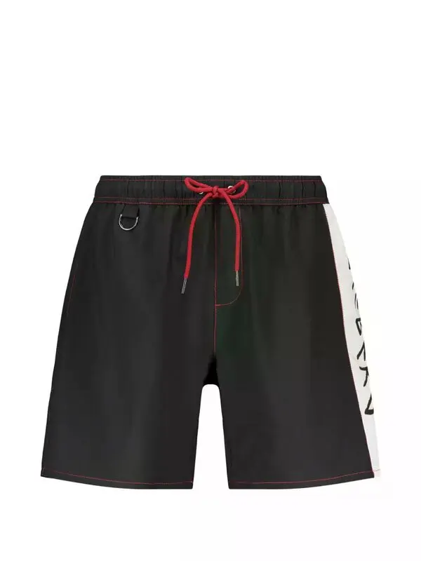 Iceberg Logo Print Swim Shorts - Black