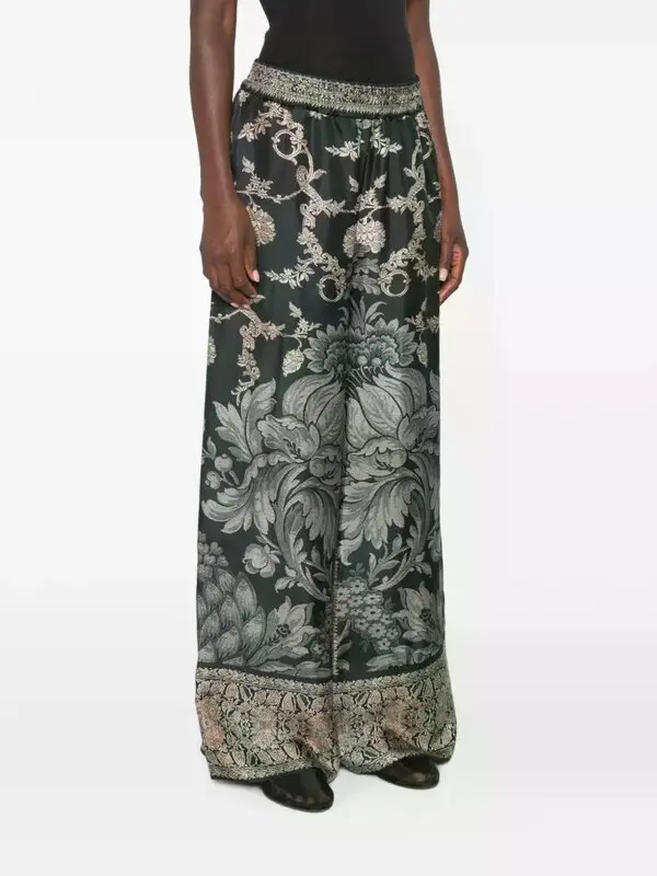 PIERRE-LOUIS MASCIA Baroque Print Wide-leg Trousers - Black