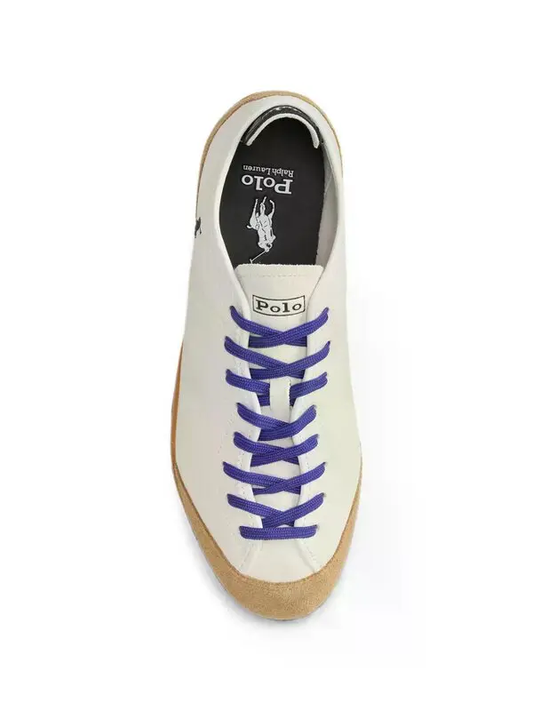 Polo Ralph Lauren Suede Panelled Logo Embroidered Sneakers - Neutrals