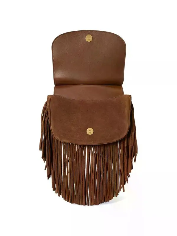 Ralph Lauren Marcy Suede Crossbody Bag With Fringe Trim