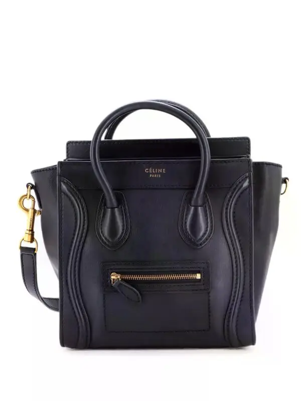 Celine Luggage Bag Smooth Leather Nano Crossbody Bag - Black