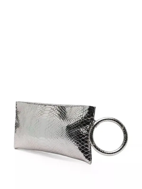 TOM FORD Laminated Snakeskin-effect Clutch Bag With Metal Ring Handle - Silver