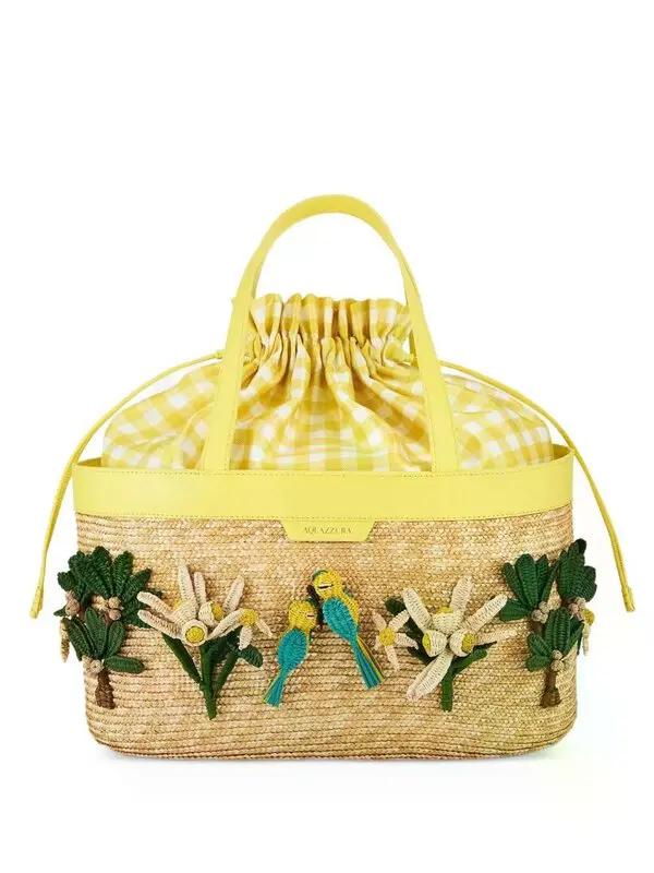 AQUAZZURA Birdsong Raffia Tote Bag - Neutrals