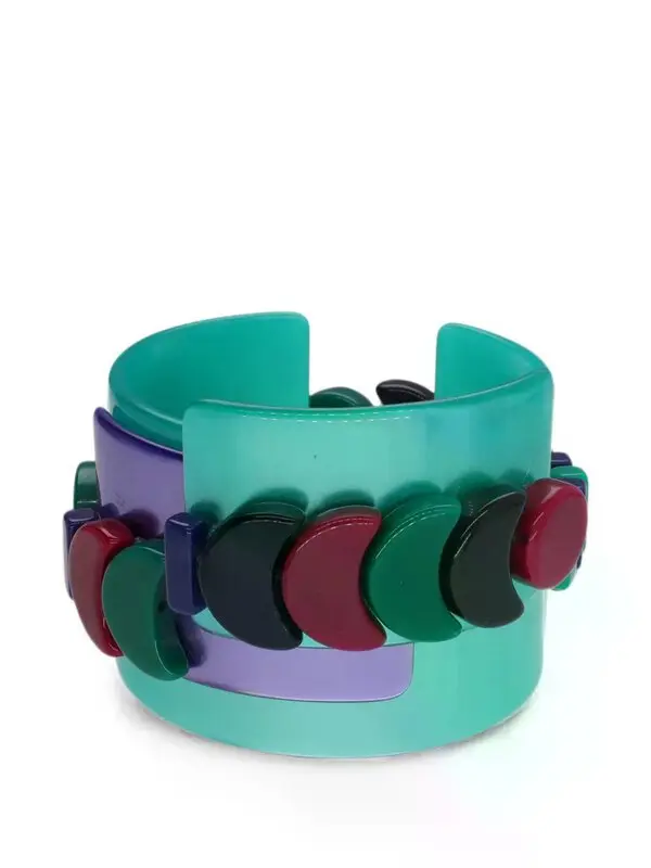 Vintage Crescent Detail Cuff Bracelet - Blue
