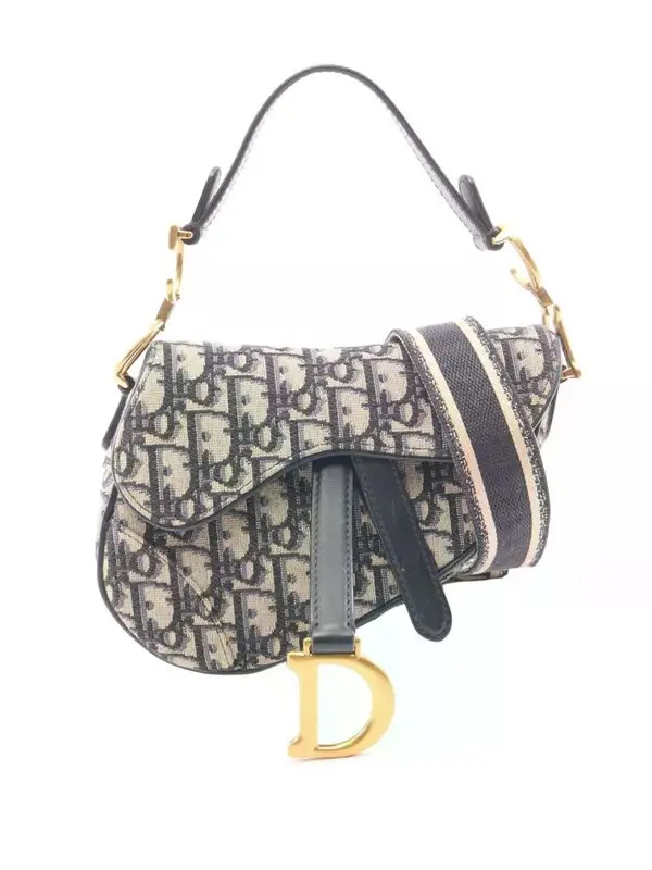 Dior Mini Oblique Canvas Saddle Bag Satchel - Blue