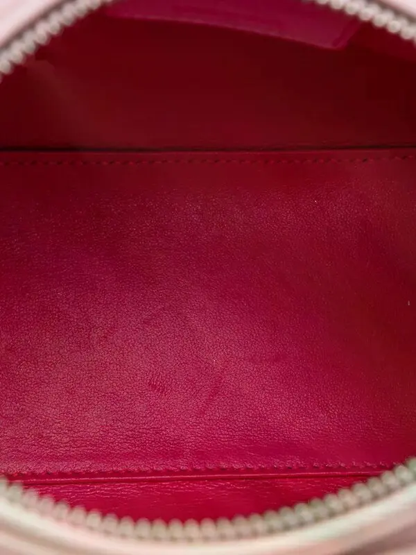 Dior 2015 Medium Calfskin Patent Embroidered Valentines Day Heart Lady Satchel - Pink