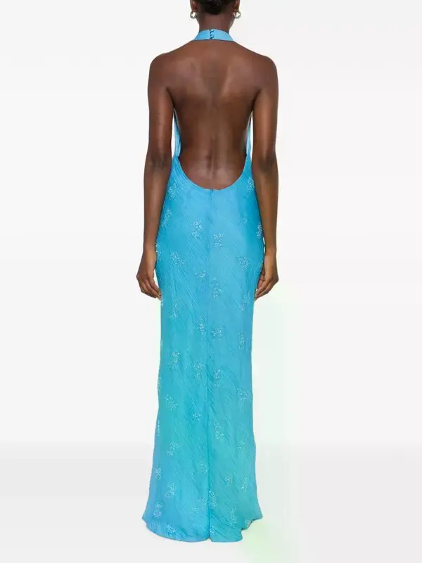 Staud Roselle Beaded Halterneck Maxi Dress