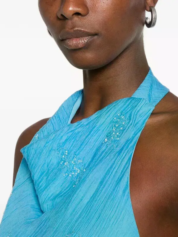 Staud Roselle Beaded Halterneck Maxi Dress