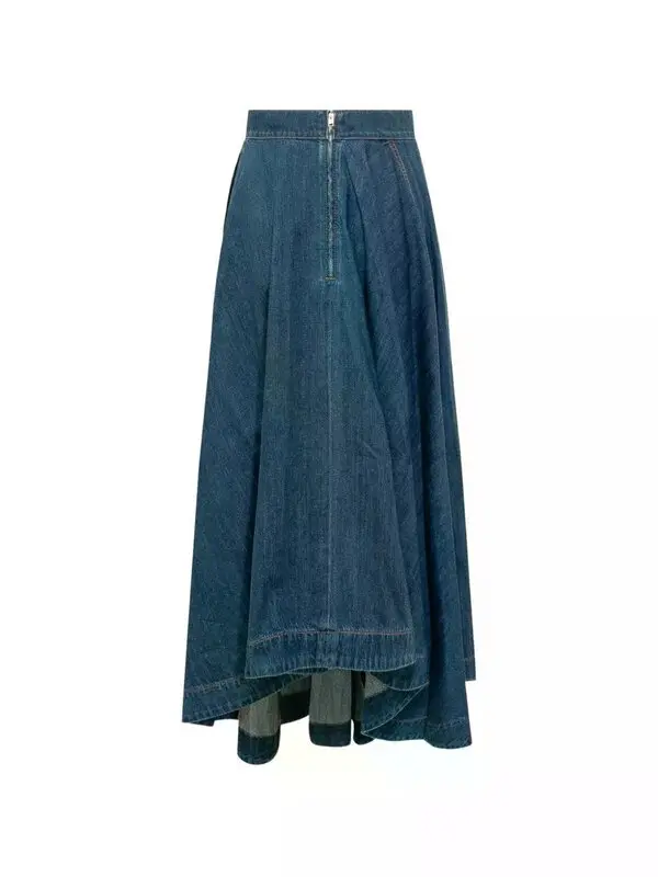 Givenchy Asymmetric Midi Skirt In Denim