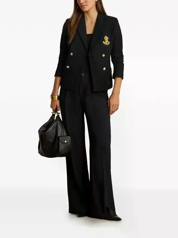 Ralph Lauren Double-breasted Piqué Blazer With Peak Lapels - Black
