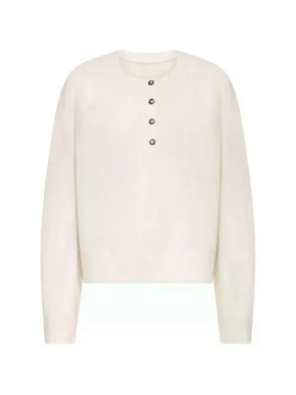 Loulou De Saison Malo Oversized Cashmere Henley Sweater - Neutrals