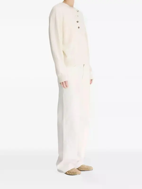 Loulou De Saison Cashmere Henley Sweater - Neutrals