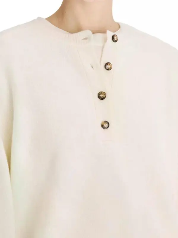 Loulou De Saison Cashmere Henley Sweater - Neutrals