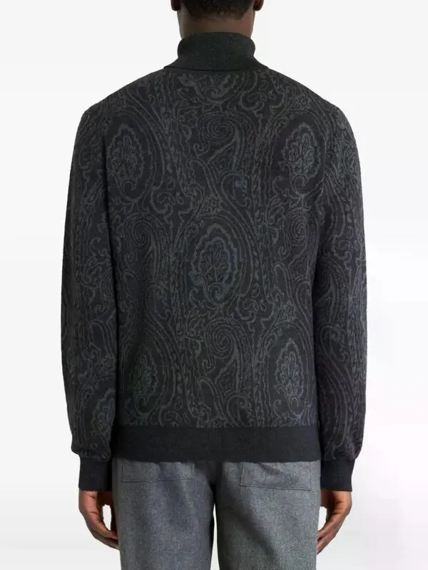 Etro Wool-blend Jacquard Turtleneck With Arnica Motif