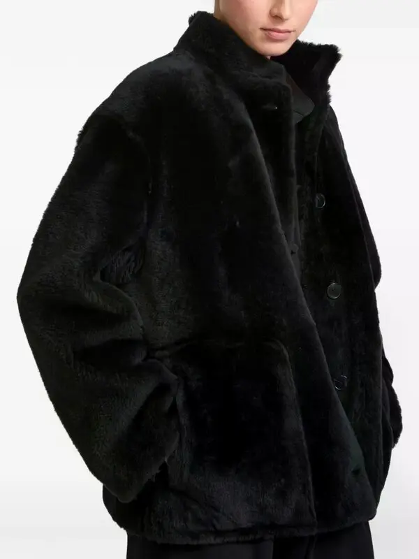 YVES SALOMON Shearling High Neck Button-up Jacket
