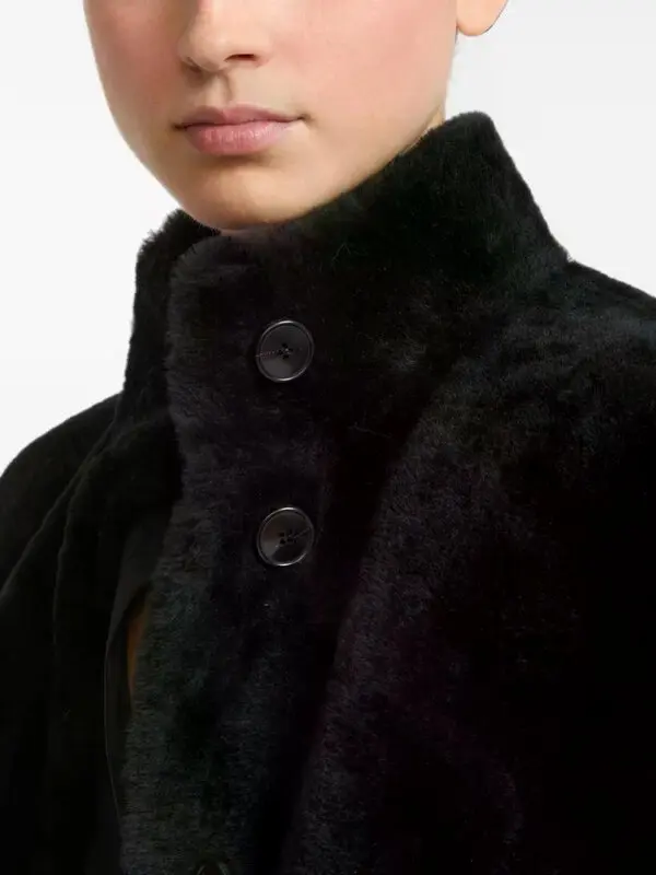YVES SALOMON Shearling High Neck Button-up Jacket