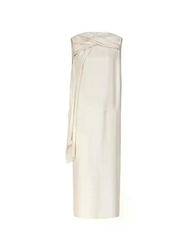 Loulou De Saison Draped Silk-twill Dress - Neutrals