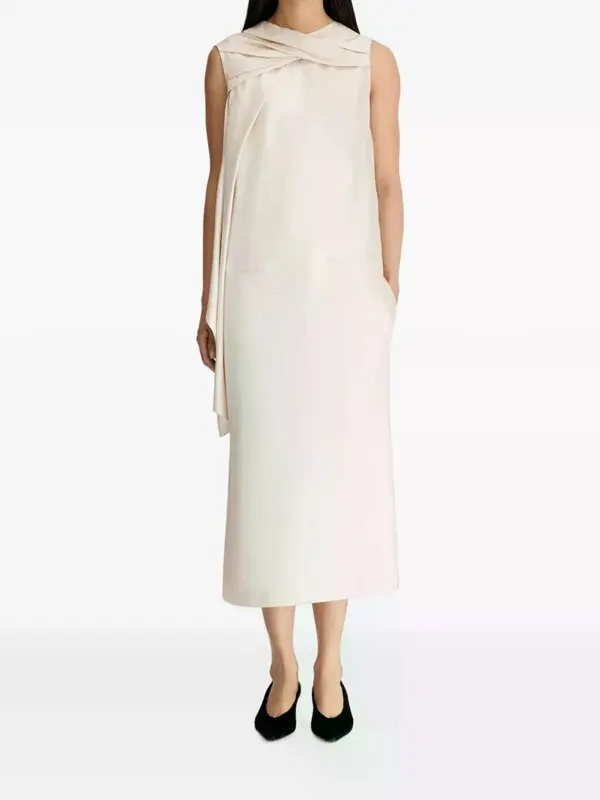 Loulou De Saison Draped Silk-twill Dress - Neutrals